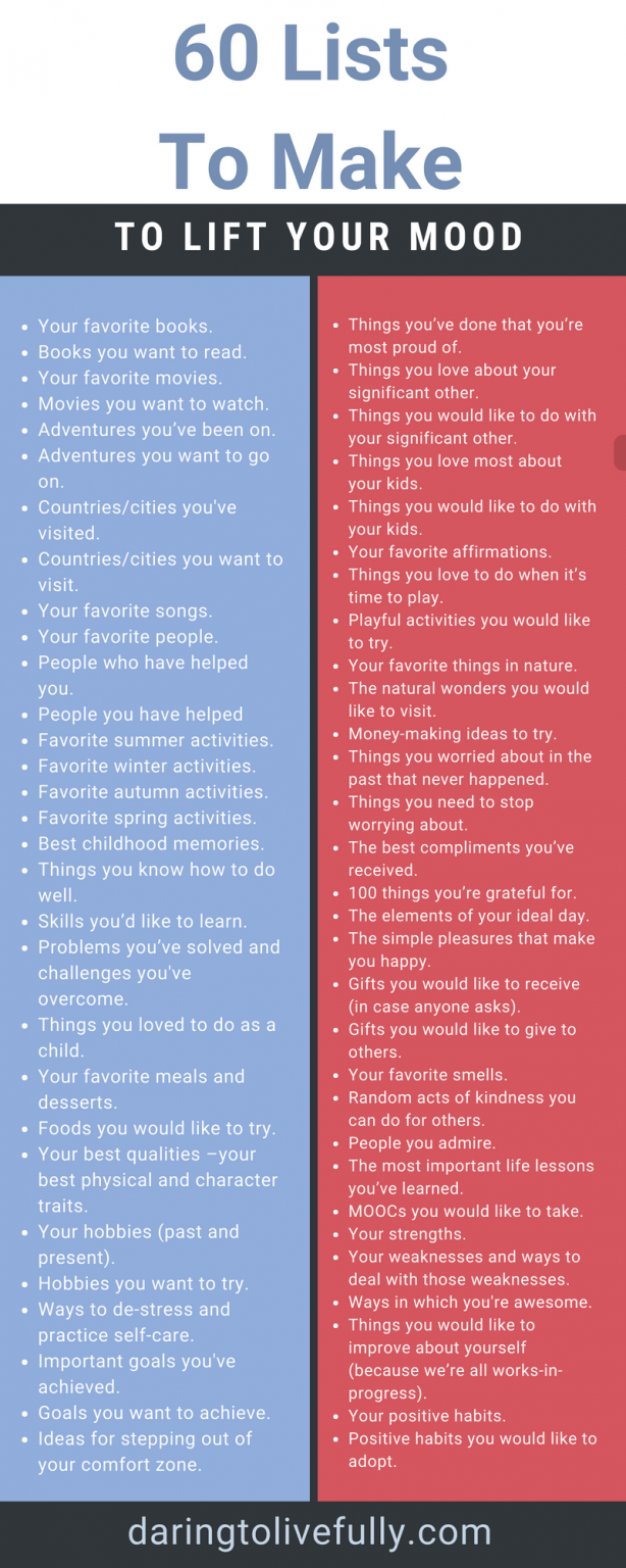 60 Lists To Make When You Need A Mood Lift