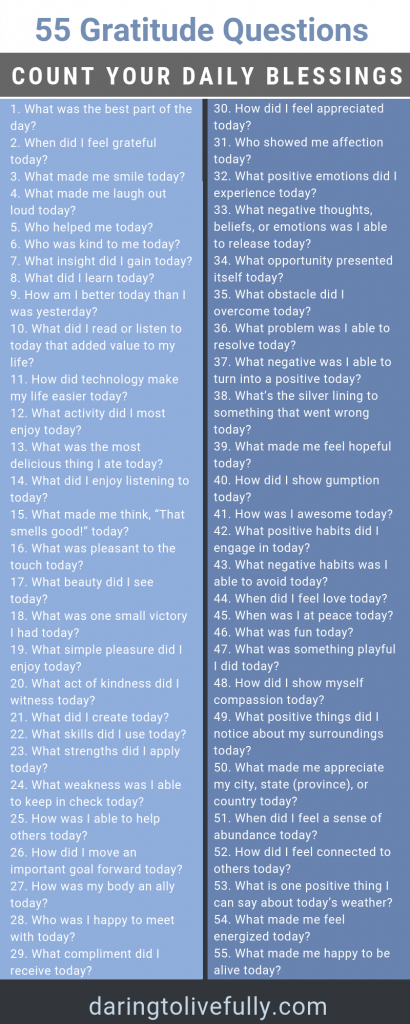55 Gratitude Questions - Count Your Daily Blessings